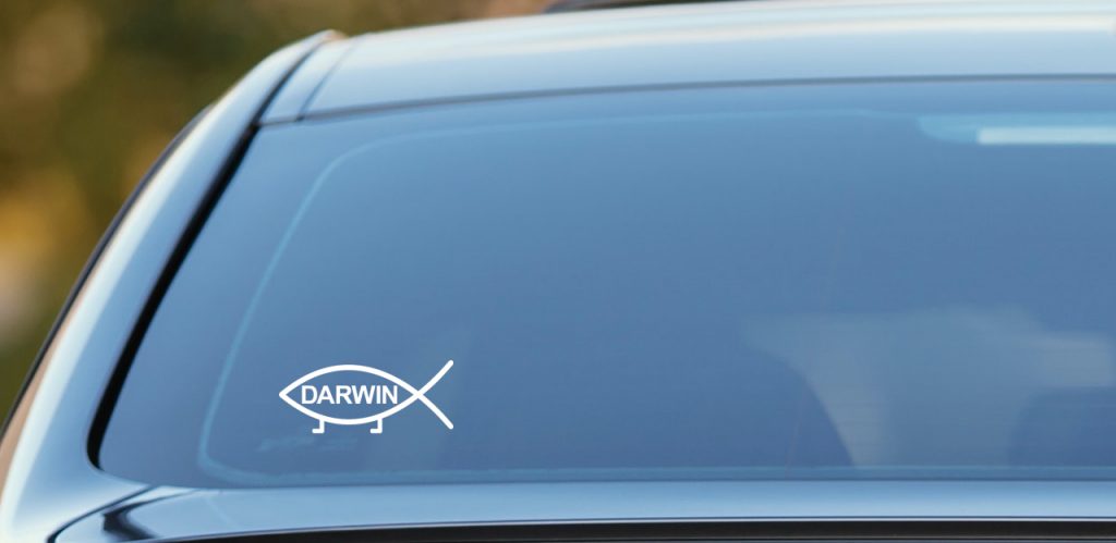Darwin Jesus fish decal, science sticker, evolution sticker, biology ...